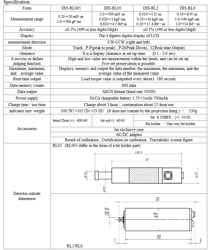 Thiết bị đo lực momen xoắn Cedar Torque Meter model DIS-RL005, DIS-RL05 ...